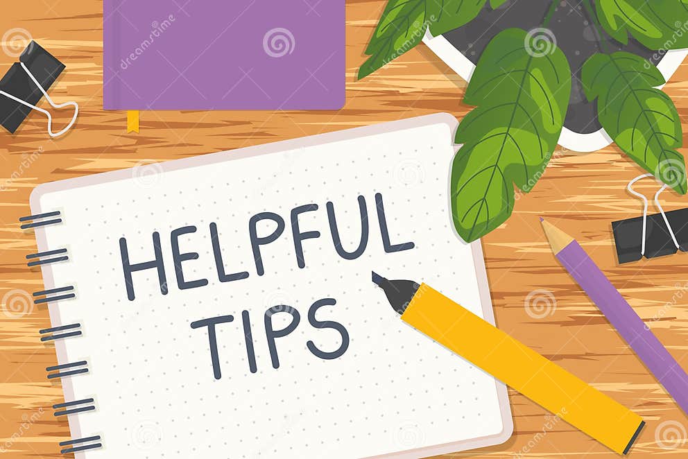 Helpful Tips Written in a Notebook, Flat Lay View Stock Illustration ...