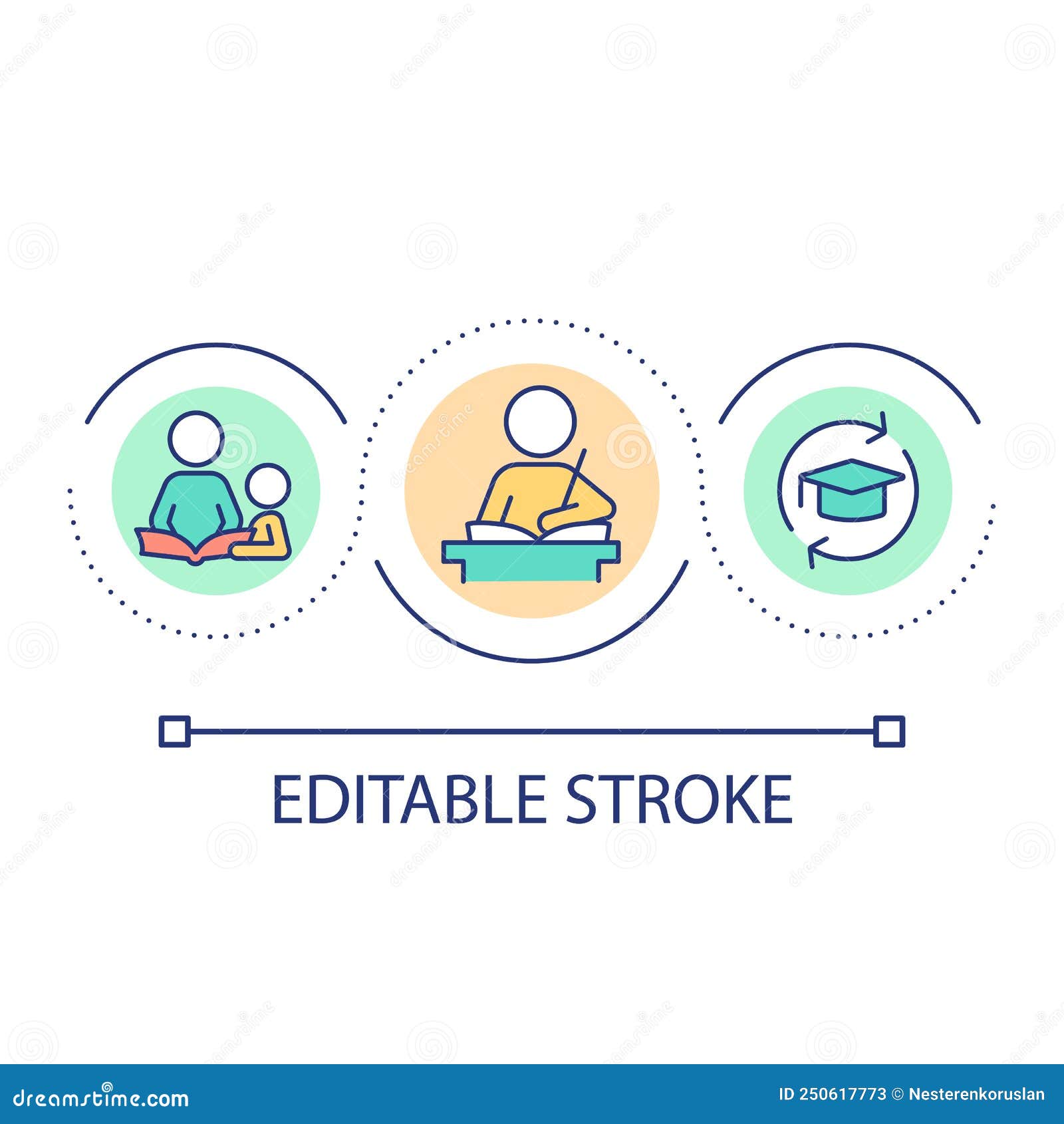 Helping Child with Homework Loop Concept Icon Stock Vector ...