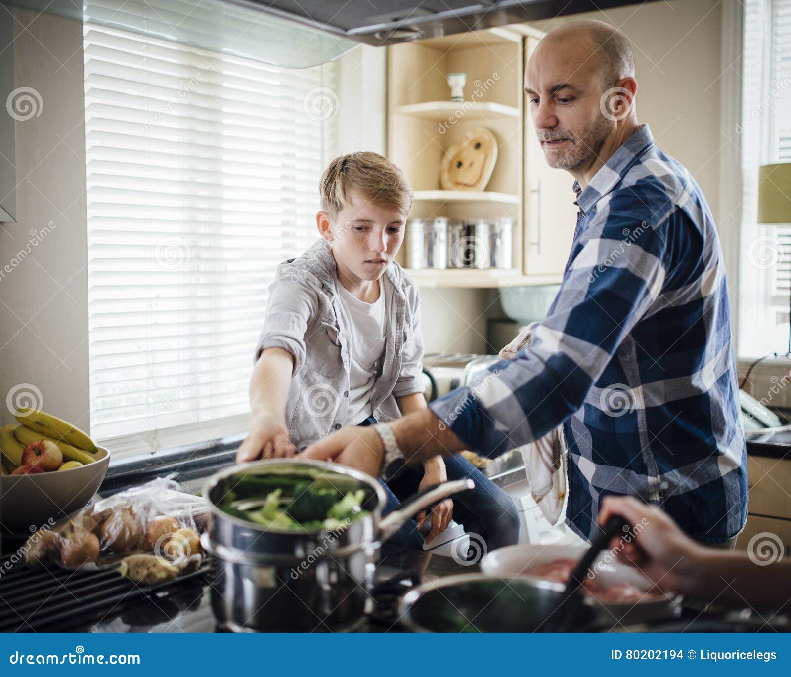 Helping Dad with the Cooking Stock Photo - Image of vegetables ...