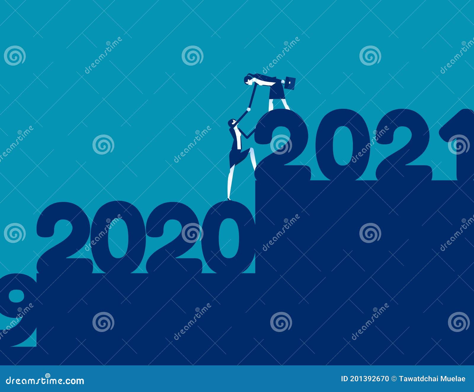 Helping Each Other Go Up To 2021 Together Stock Vector - Illustration ...