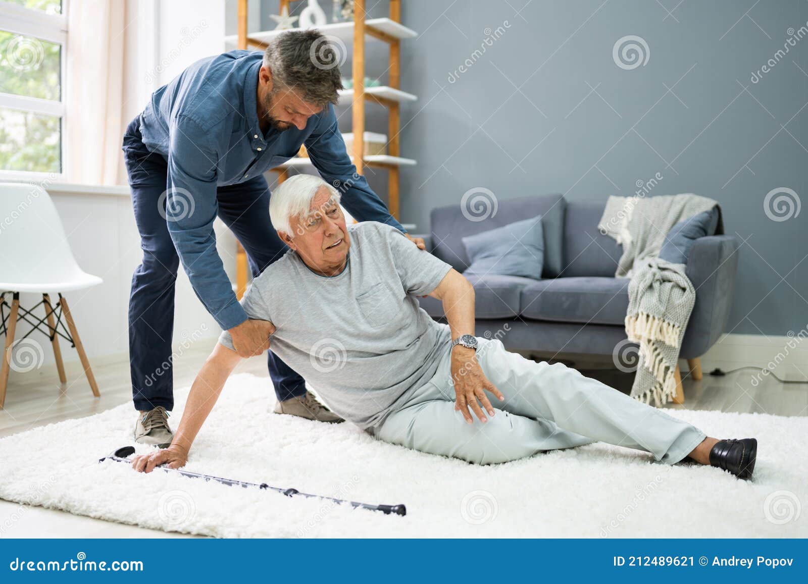 Helping Elder Senior Fallen Man Stock Image - Image of carpet, fainted ...