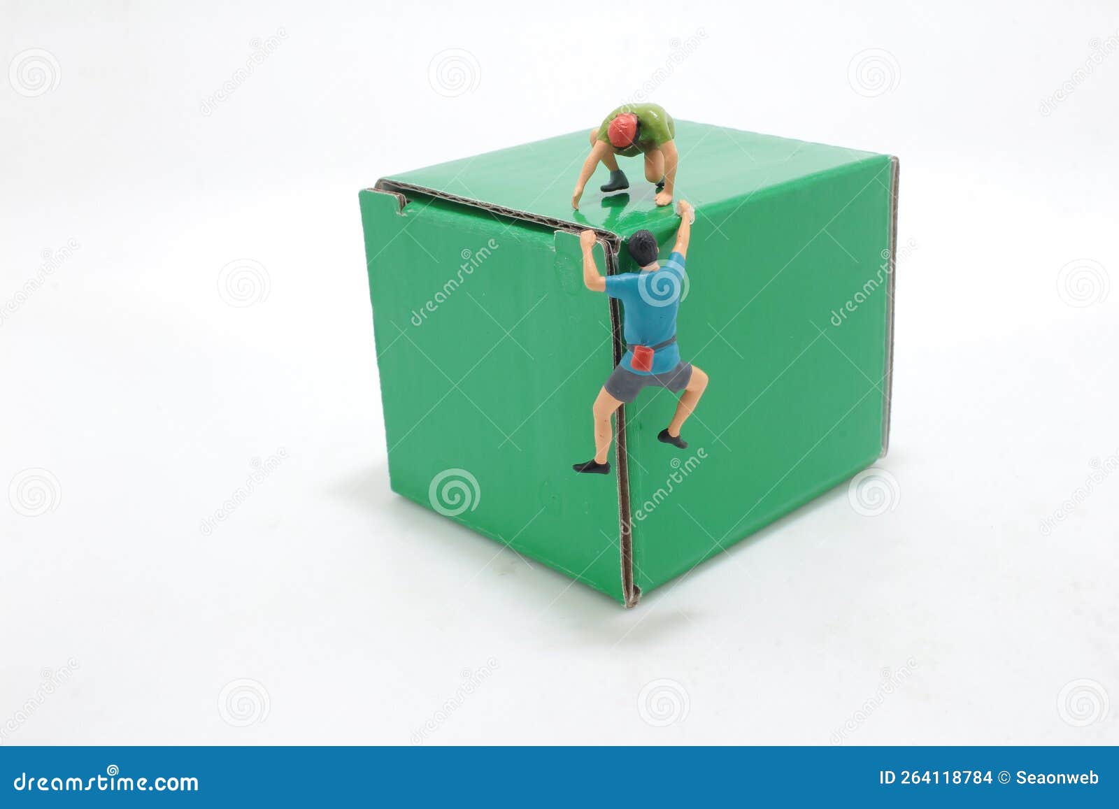 Helping Growth, a Figure Climb the Box Stock Photo - Image of achieve ...