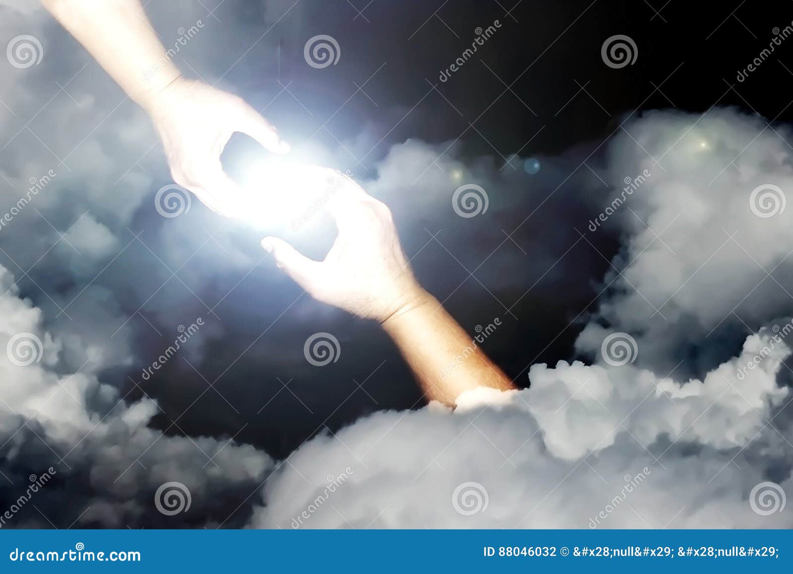 Helping Hand with Bright Light of Hope. Stock Photo - Image of life ...