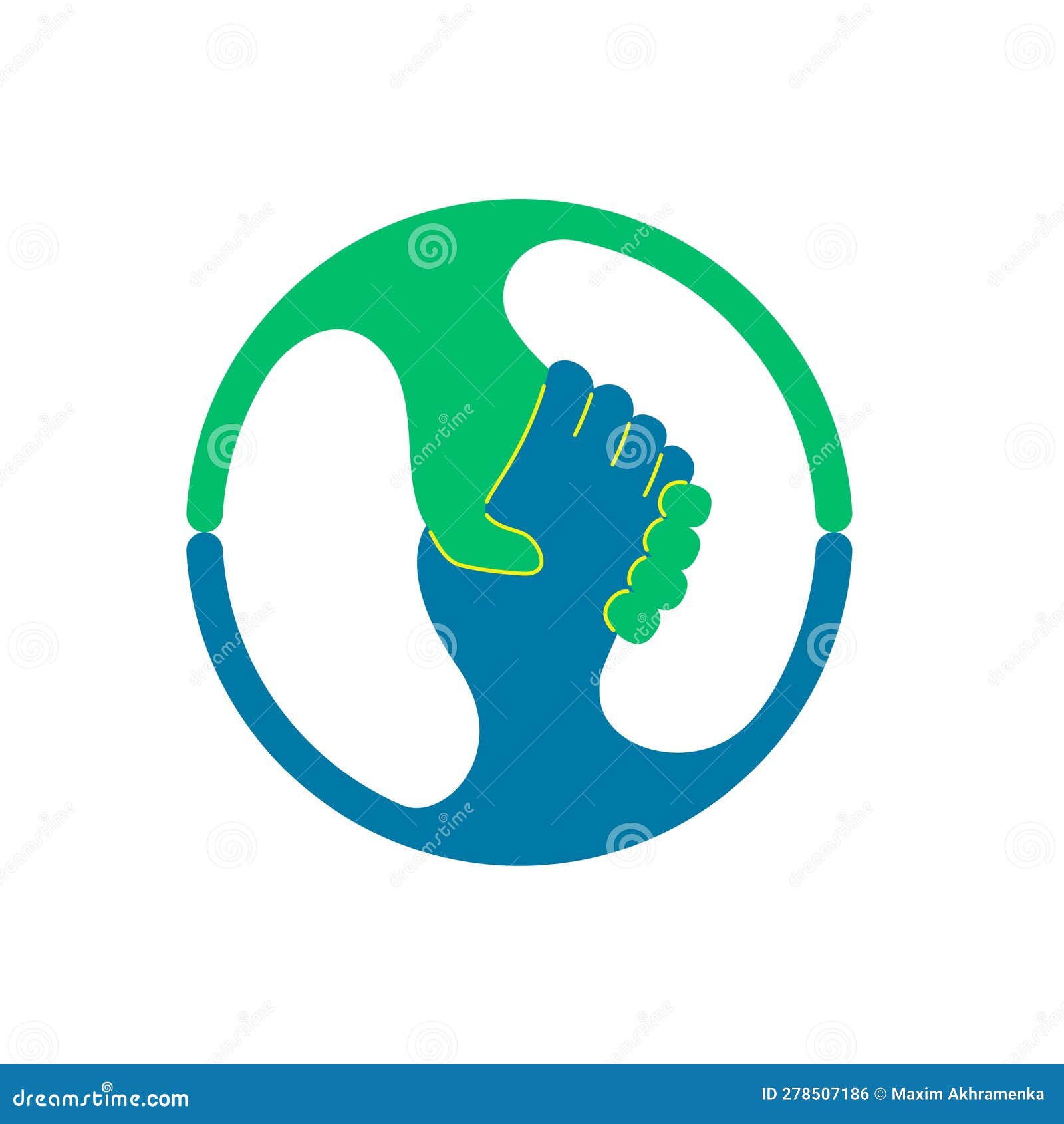 Helping Hand Clenches Hand in Round Logo Shape. Stock Illustration ...