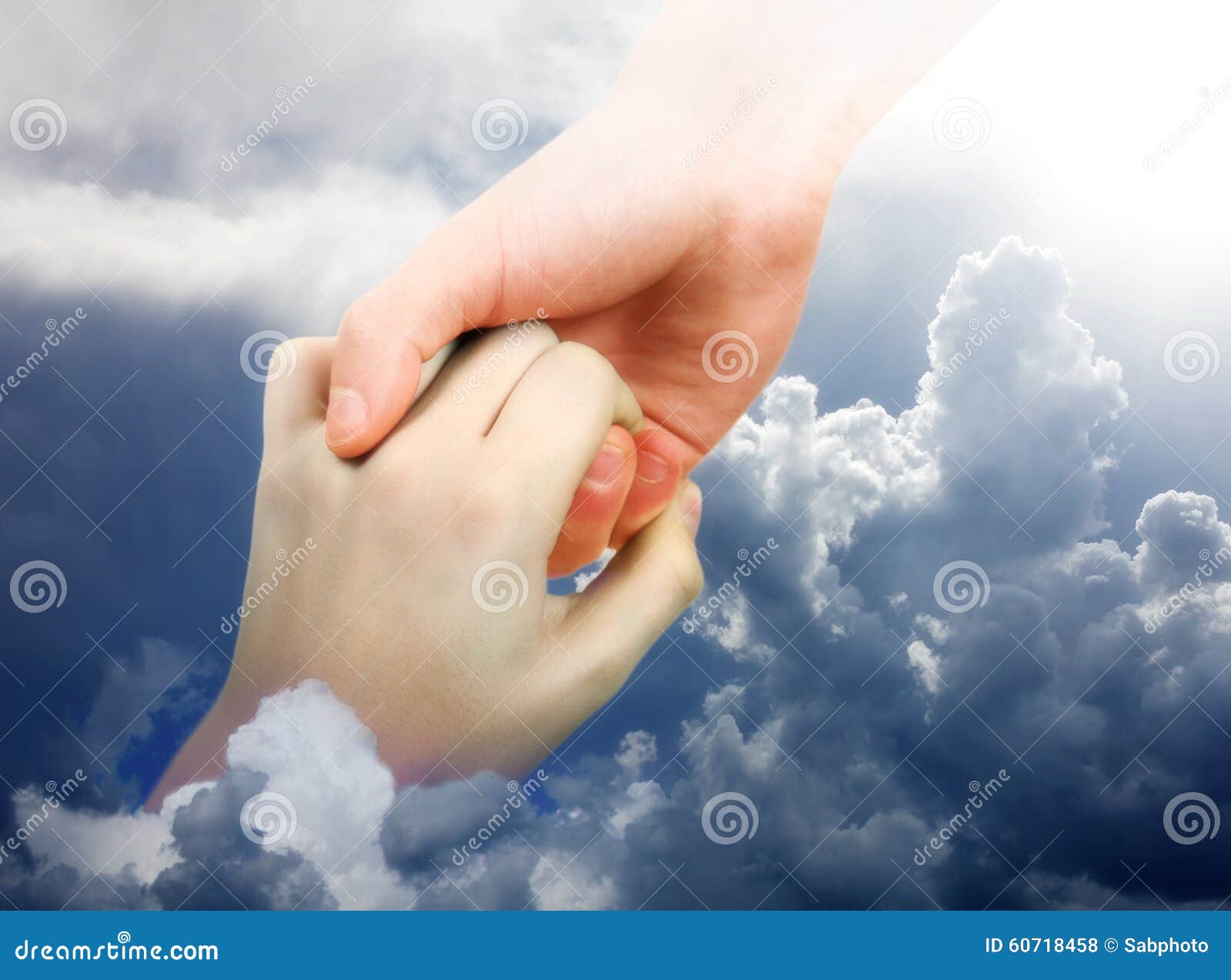 Helping Hand in the Clouds stock photo. Image of hope - 60718458
