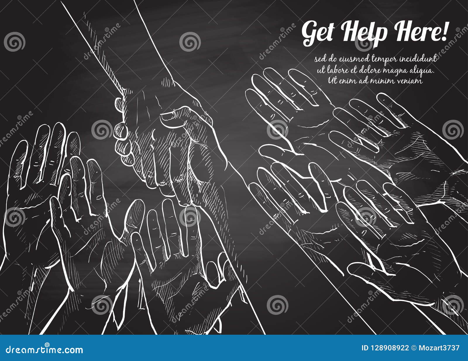 Helping Hand Concept Hands Taking Each Other Vector Line Illustration ...