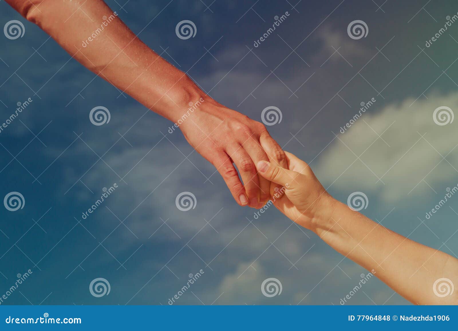 Helping Hand of Mother and Child on Sky, Care, Trust Concepts Stock ...