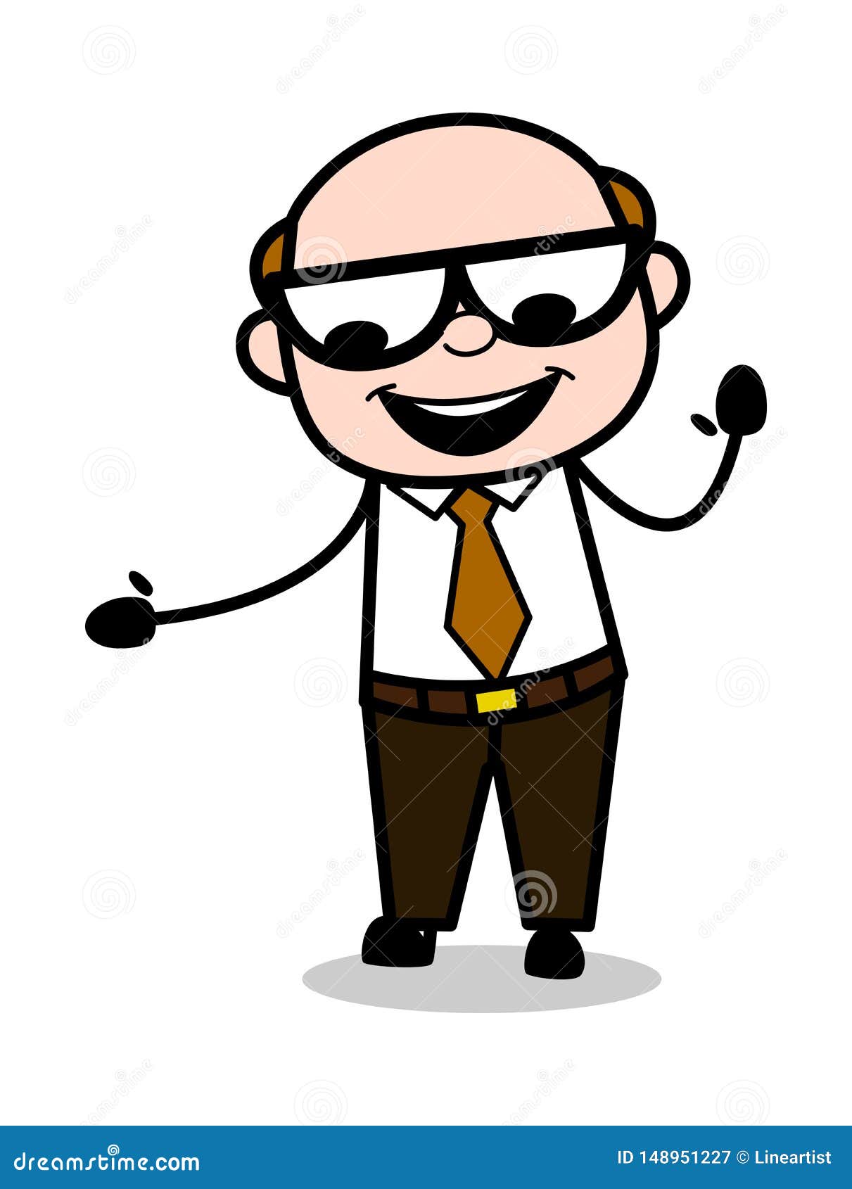 Helping Hand - Retro Cartoon Office Old Boss Man Vector Illustration ...