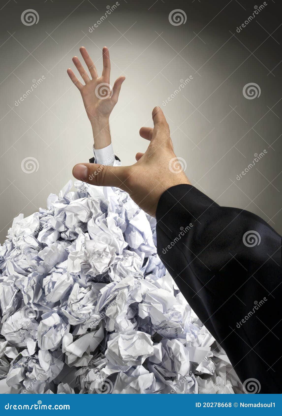 Helping Hand Saving Buried Businessman Stock Photo - Image of chaos ...