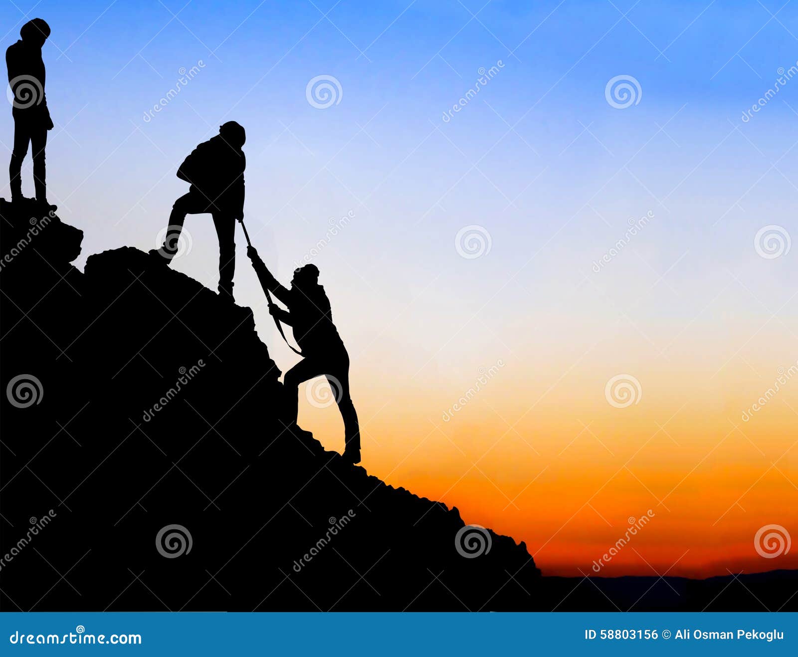 Helping Hand between Three Climber Stock Photo - Image of mountain ...