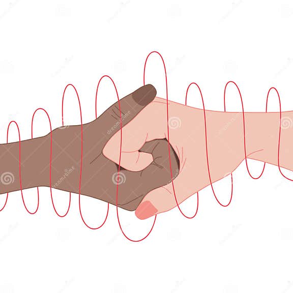 Helping Hand with Trapped in Red Tangled Strings. Gesture, Sign of Help ...