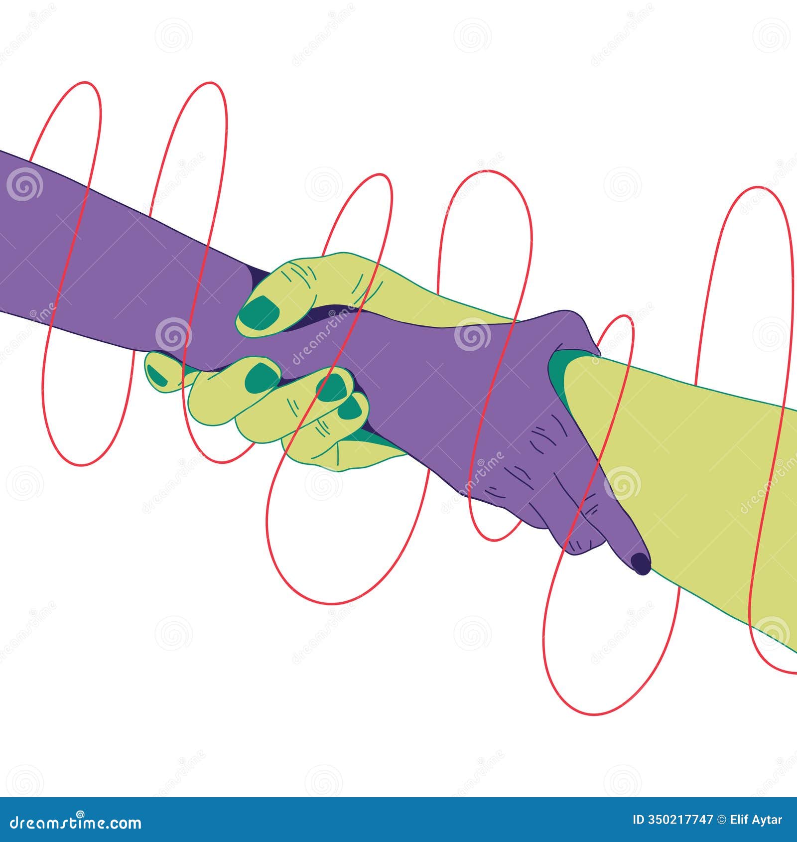 Helping Hand with Trapped in Red Tangled Strings. Gesture, Sign of Help ...