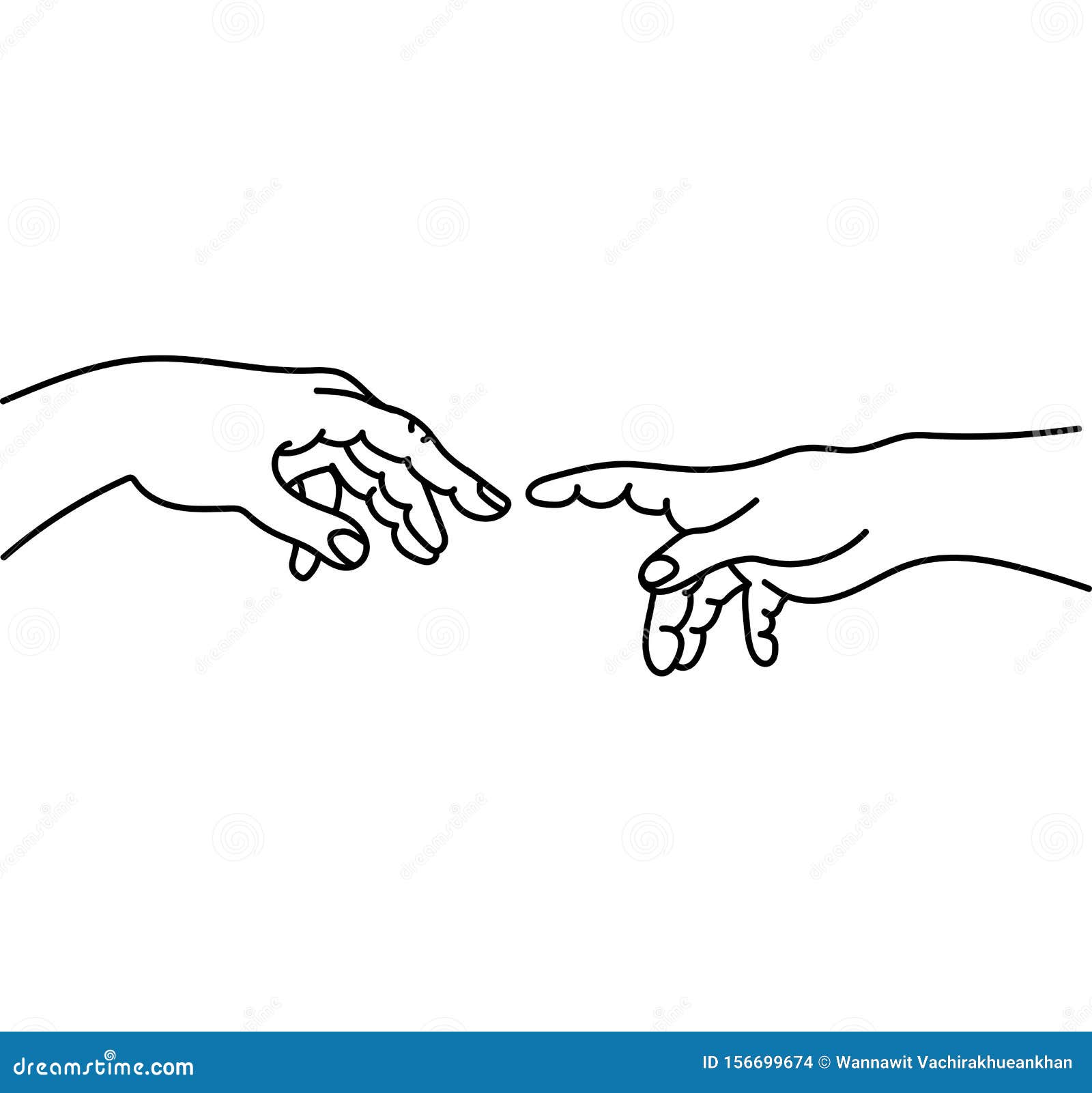 Helping Hands Black Outline Vector Stock Vector - Illustration of ...