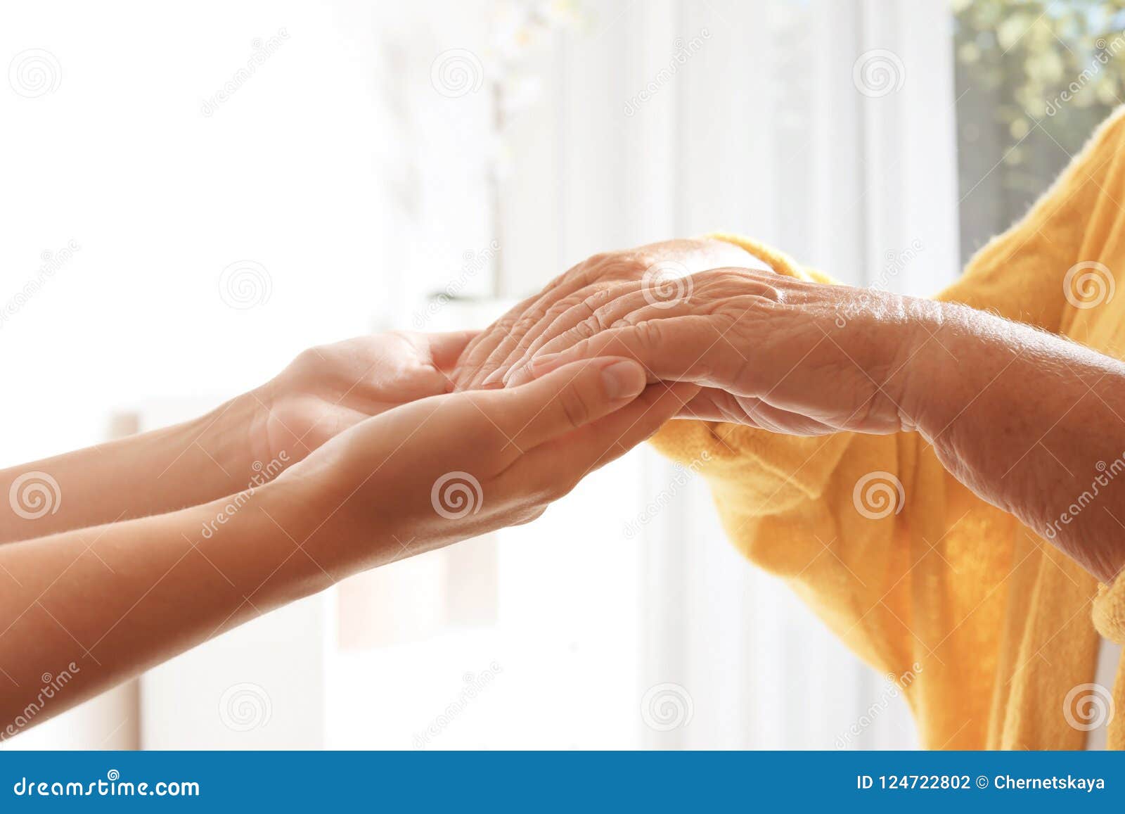 Helping Hands on Blurred Background, Closeup Stock Photo - Image of ...