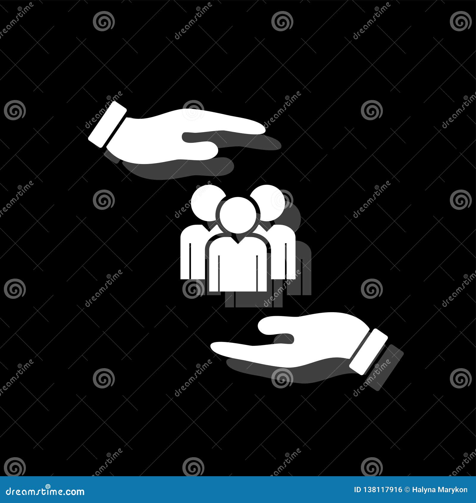 Helping hands icon flat stock illustration. Illustration of ...