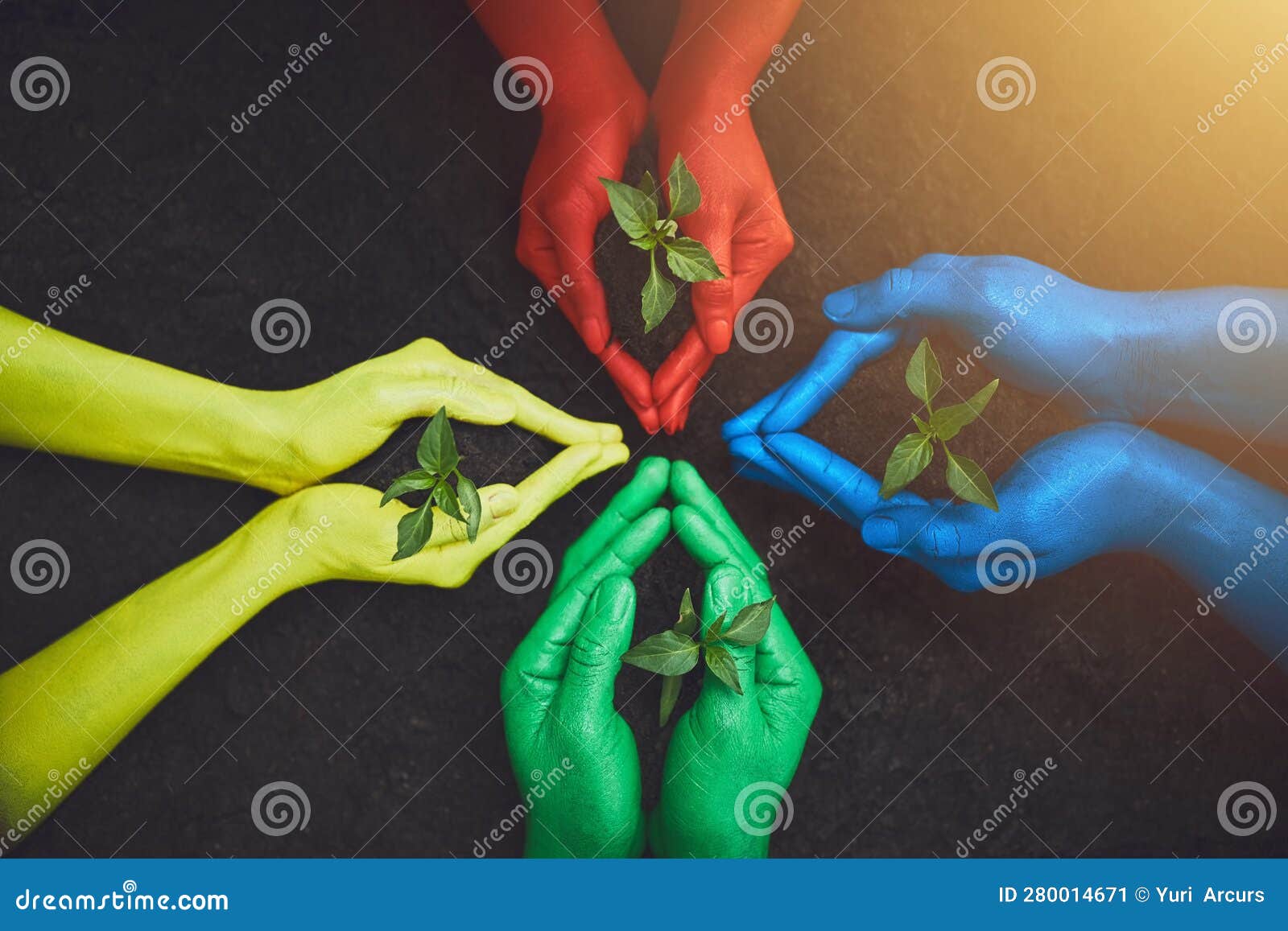 Helping Hands Make a Difference. Unrecognizable People Holding Budding ...
