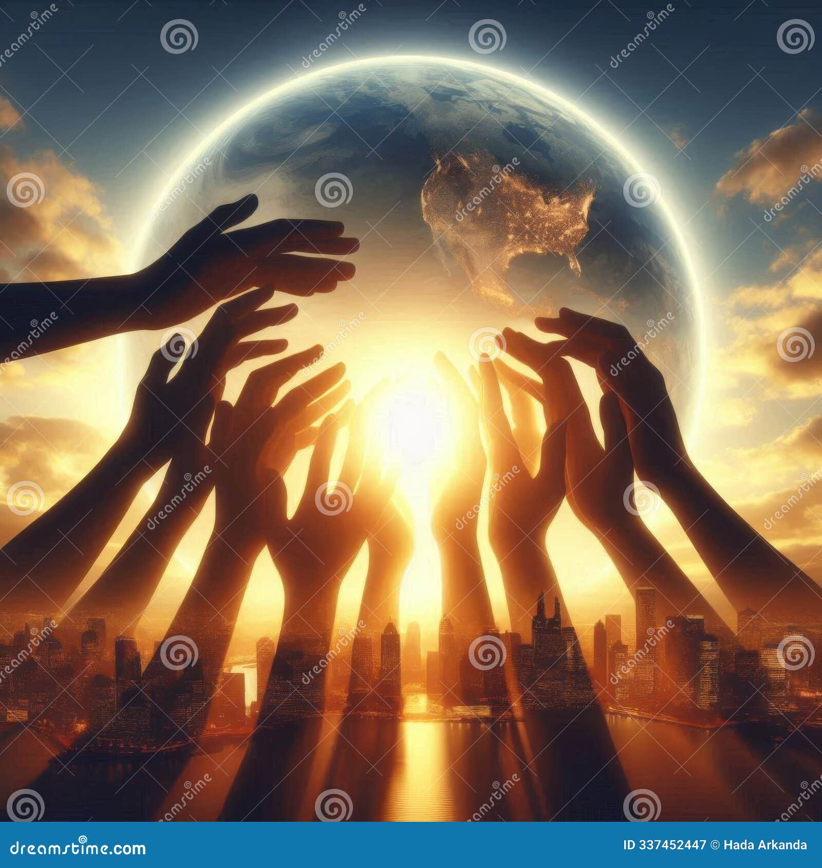 Helping Hands in Silhouette Representing Unity and Friendship Worldwide Stock Illustration ...