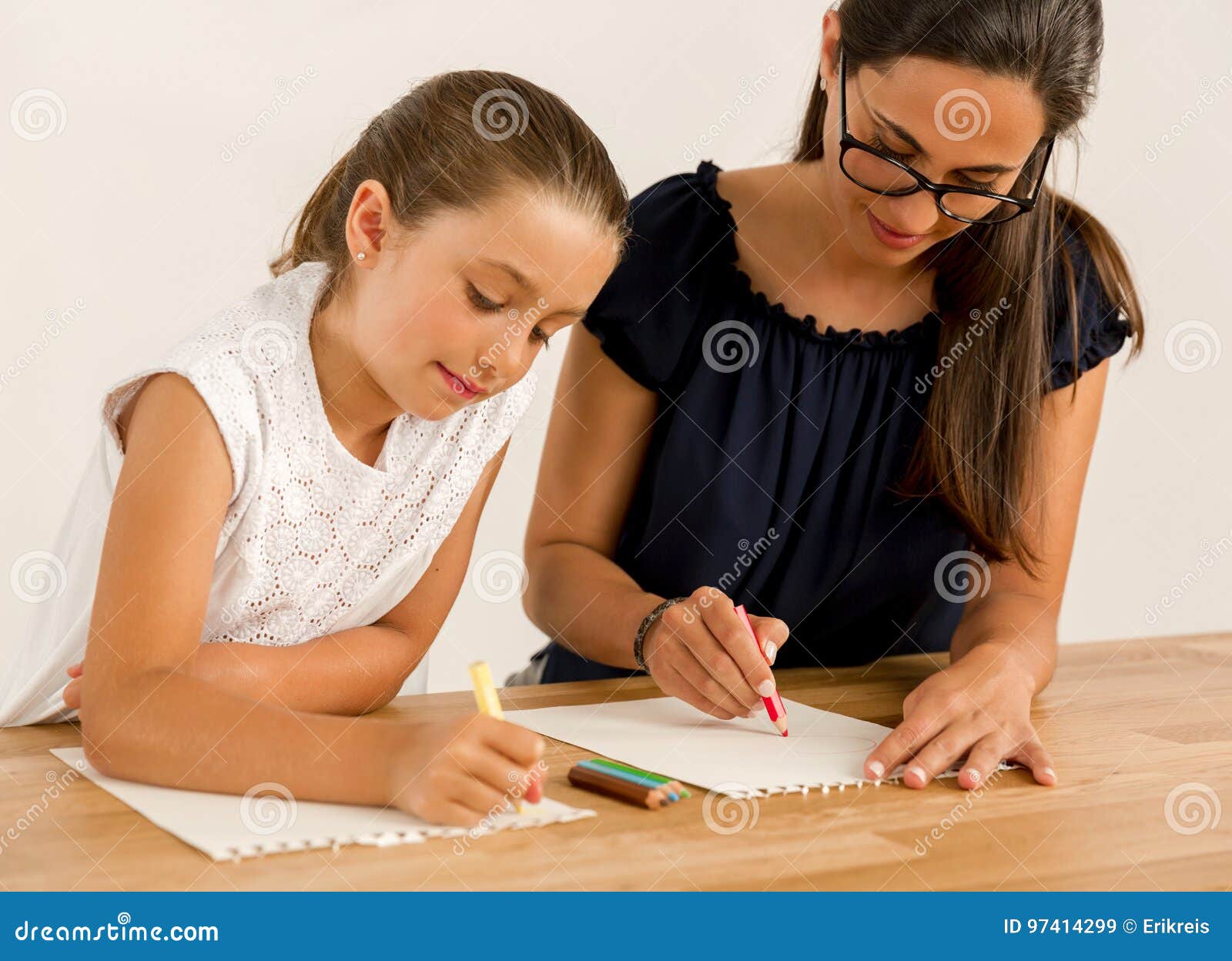 Helping with homework stock image. Image of painting - 97414299