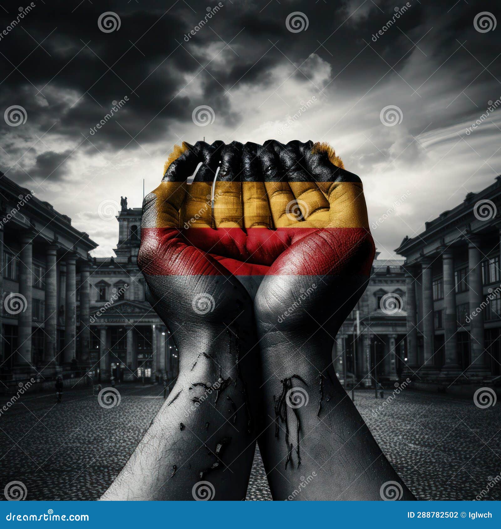 Helping Human Hands Symbolically Colored Black, Red and Gold. Concept ...