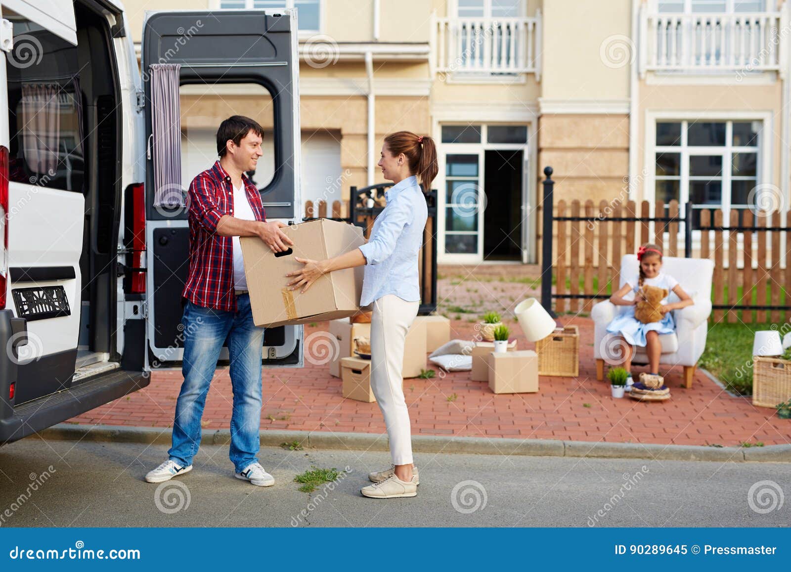 Helping husband stock image. Image of moving, woman, outdoor - 90289645
