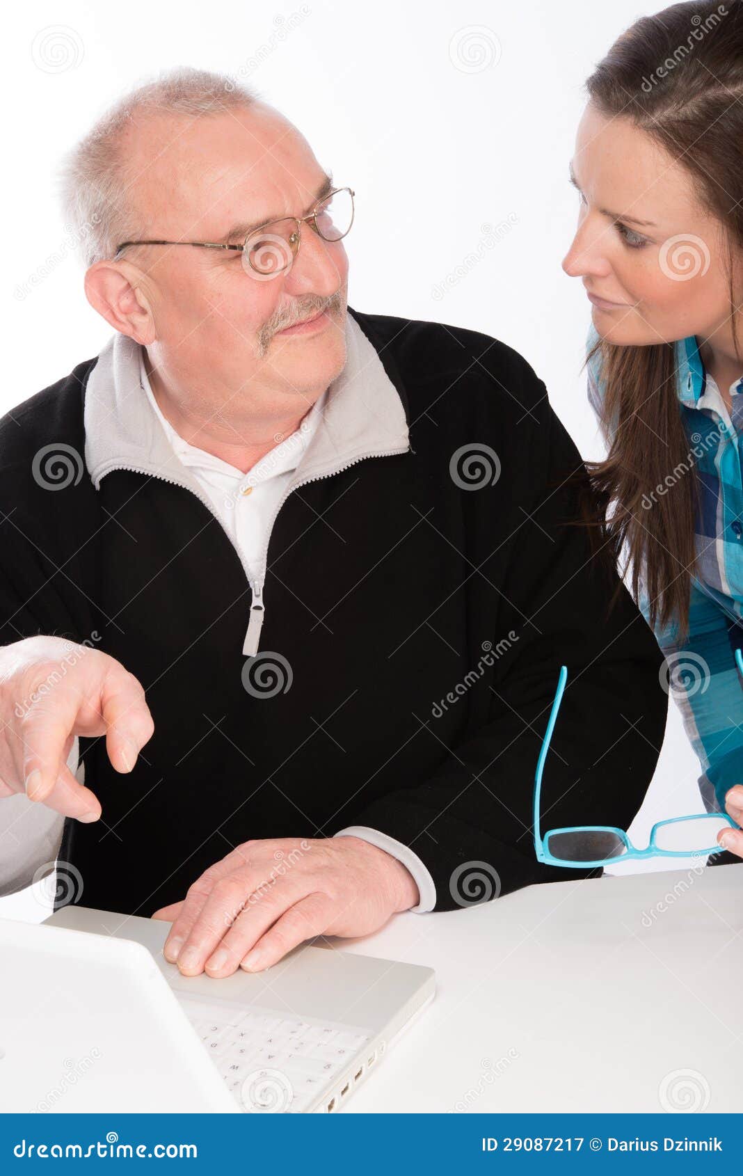 Helping with new computer stock image. Image of couple - 29087217