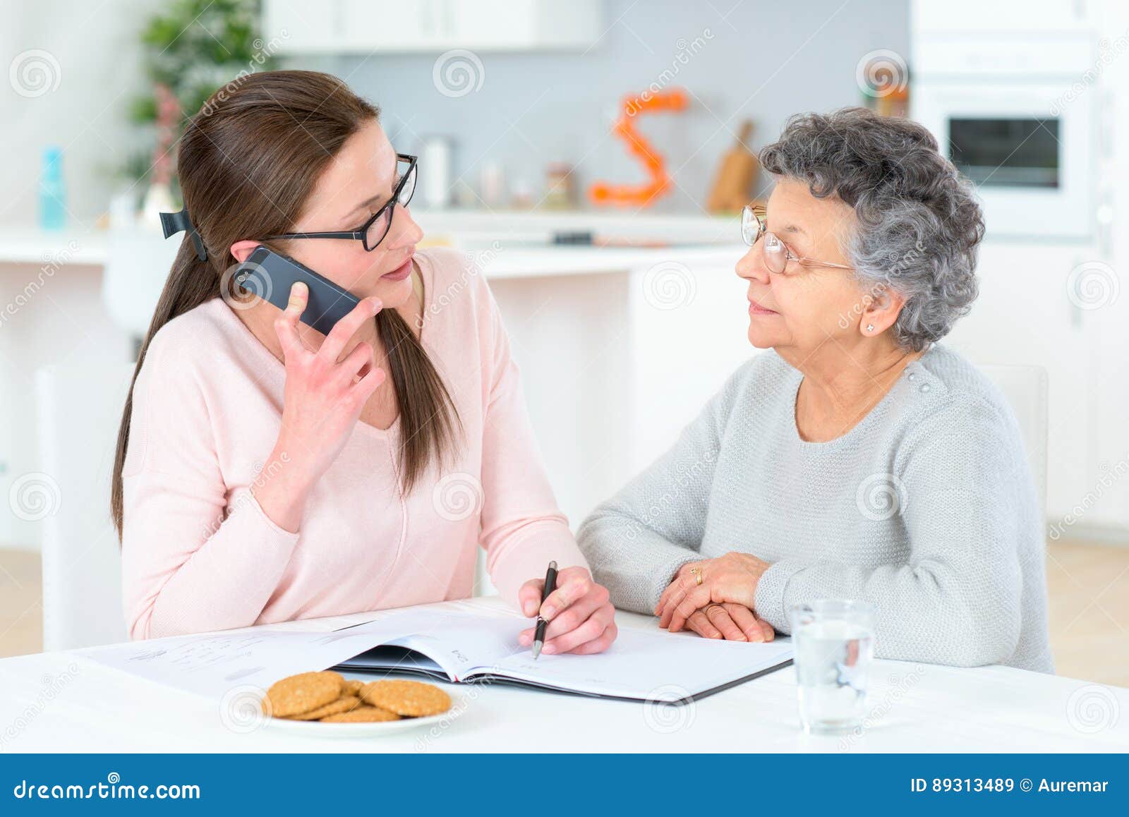 Helping Old Lady Sort Finances Stock Image - Image of experience, aged ...