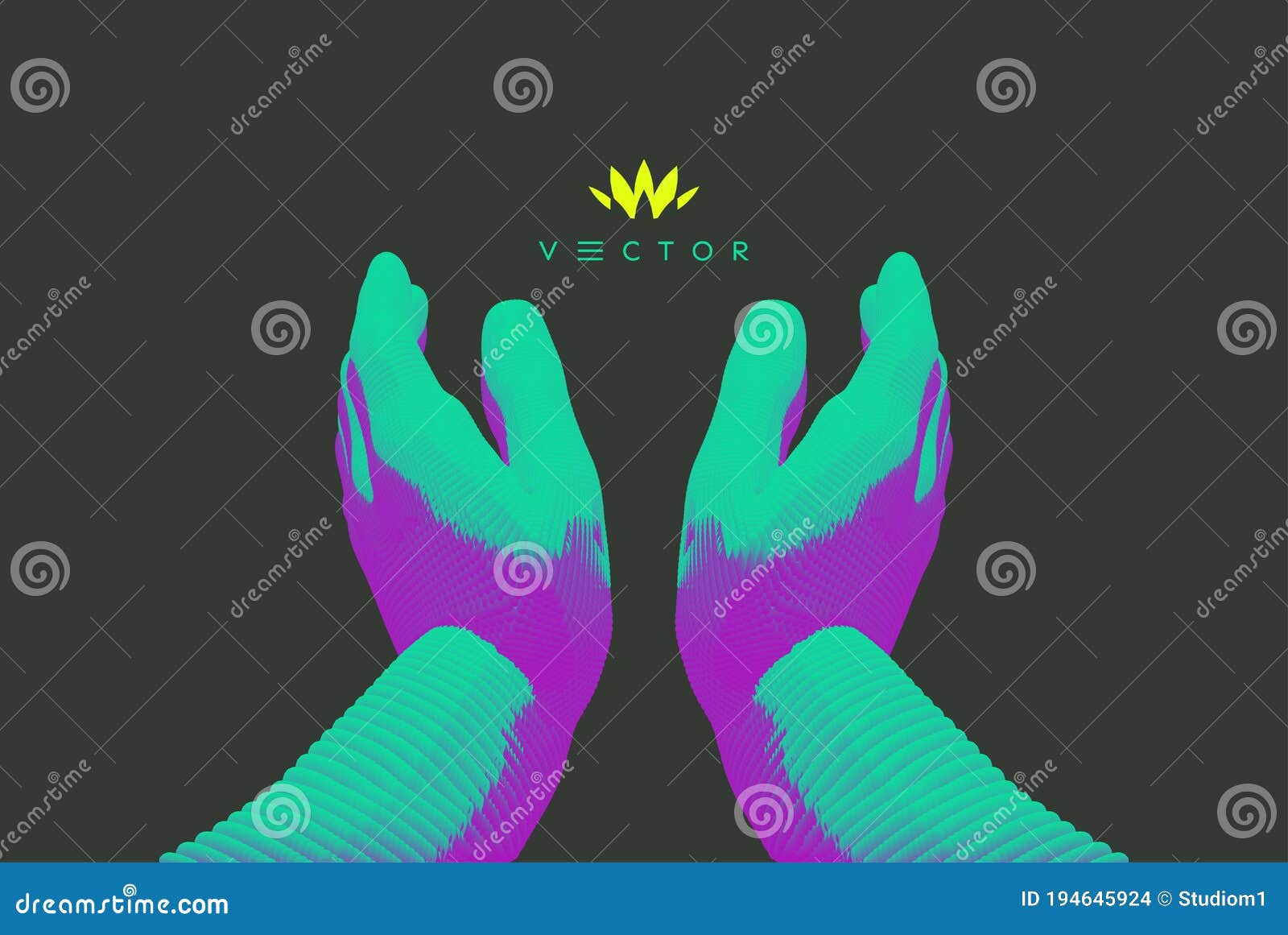 Helping and Proctecting Hands. Technologies of the Future. Connection ...