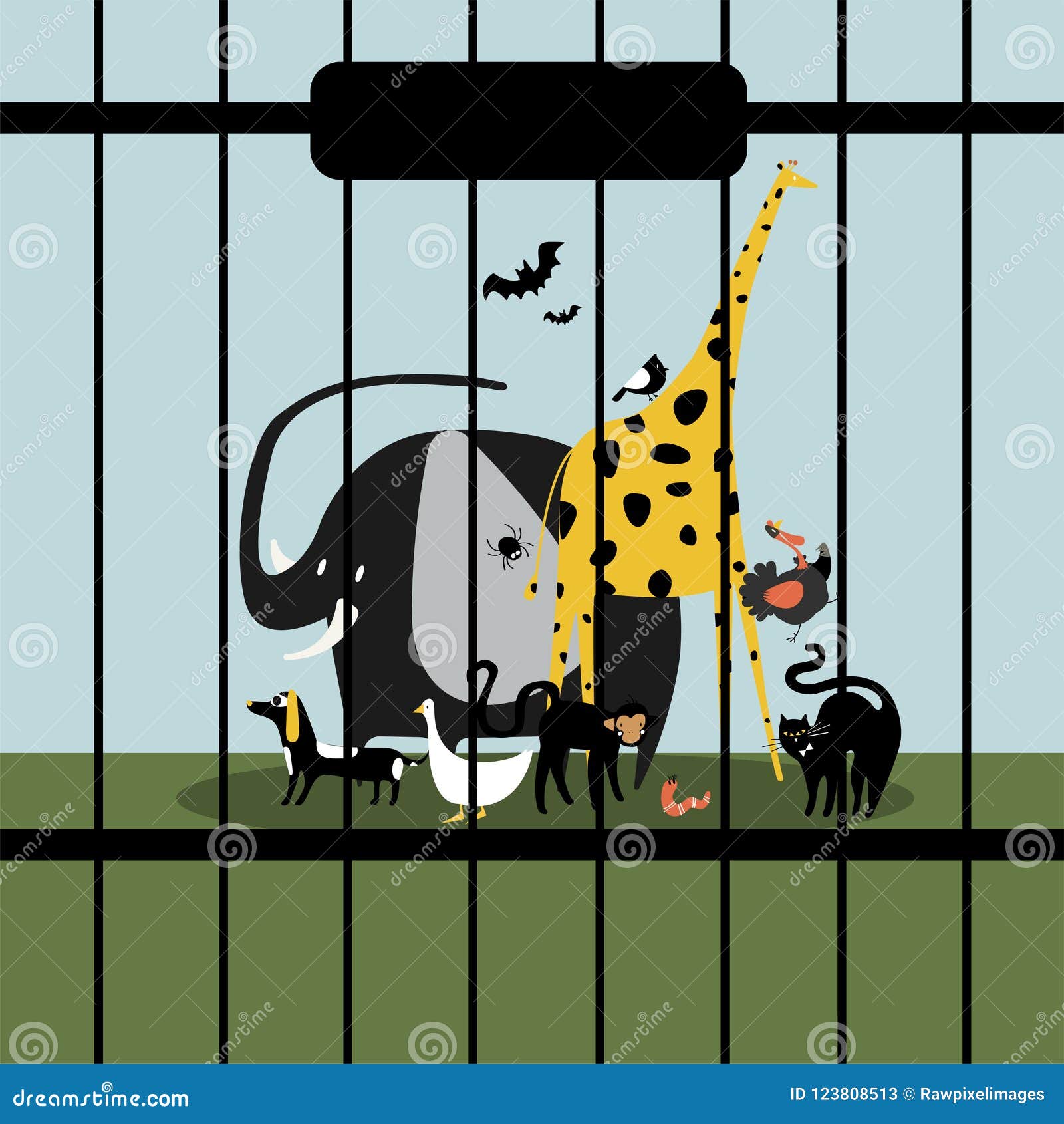 Helpless Animals Kept in Captivity Stock Vector - Illustration of fauna ...