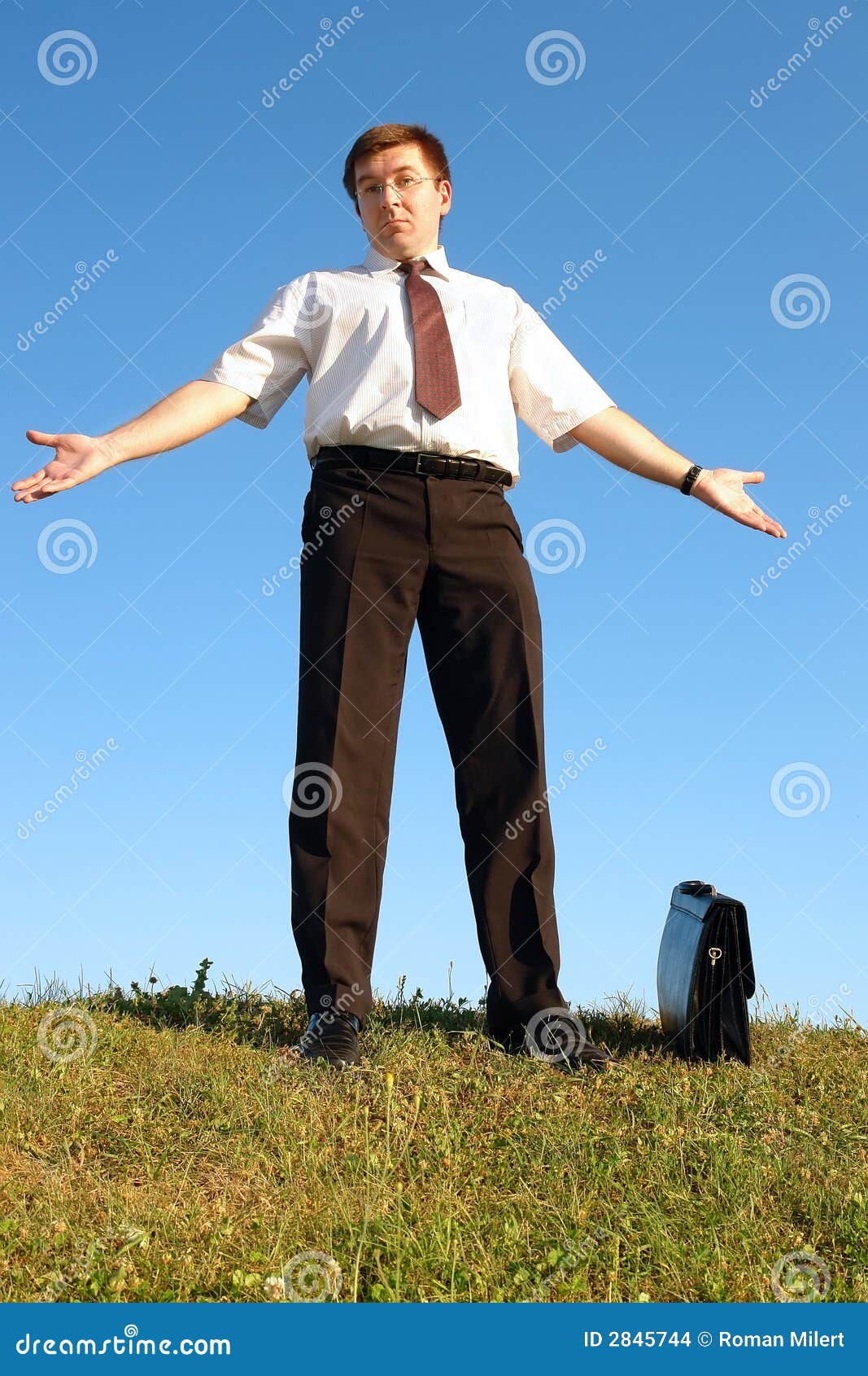 Helpless businessman stock photo. Image of grass, hillock - 2845744