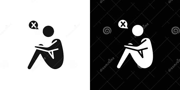 Helpless Human Icon Flat Vector Set Outline Stock Vector - Illustration ...