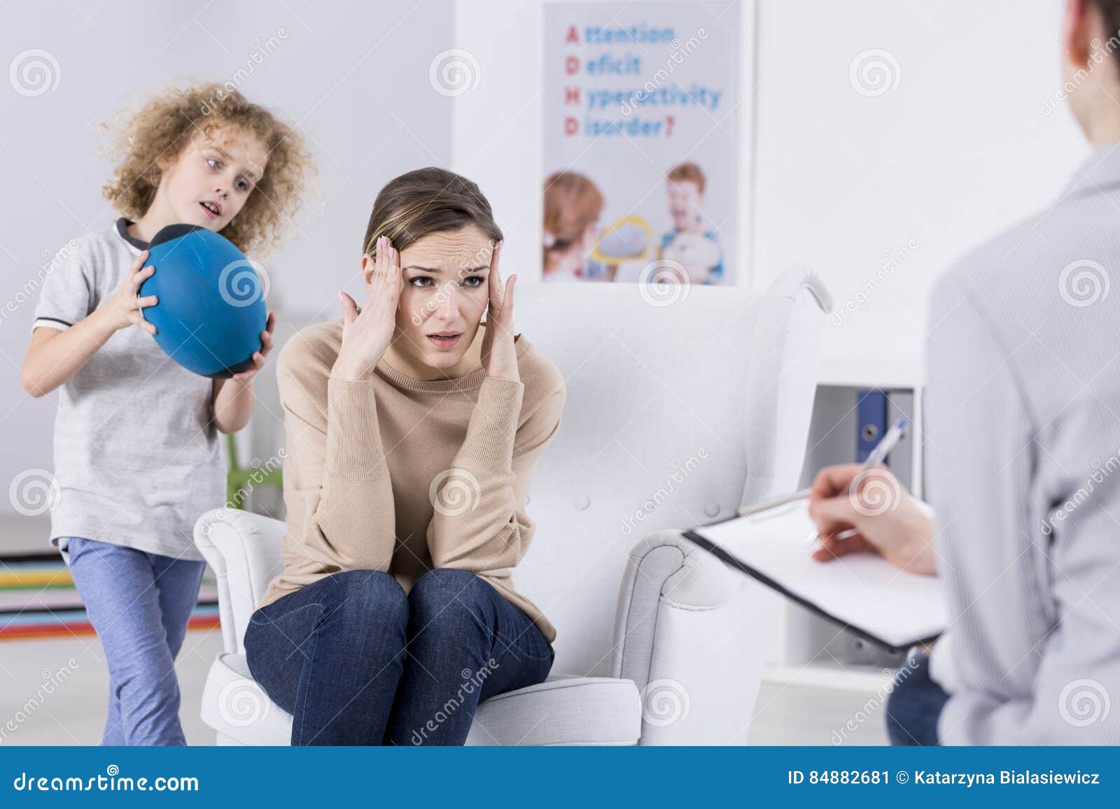 Helpless Mother of ADHD Child Stock Image - Image of headache, help ...