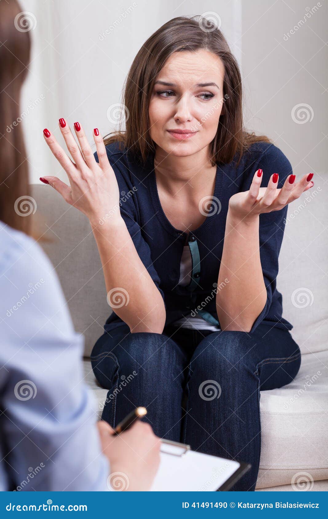 Helpless woman at therapy stock photo. Image of adult - 41491490