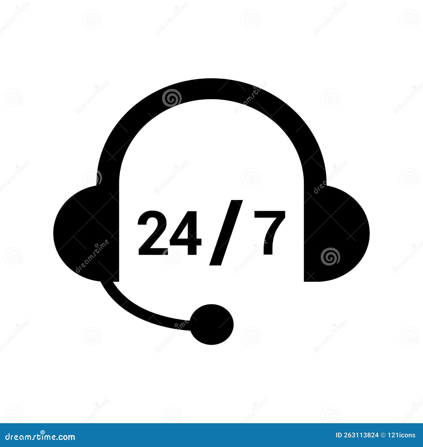 24 7 Helpline Icon. Black Vector Design Stock Illustration ...