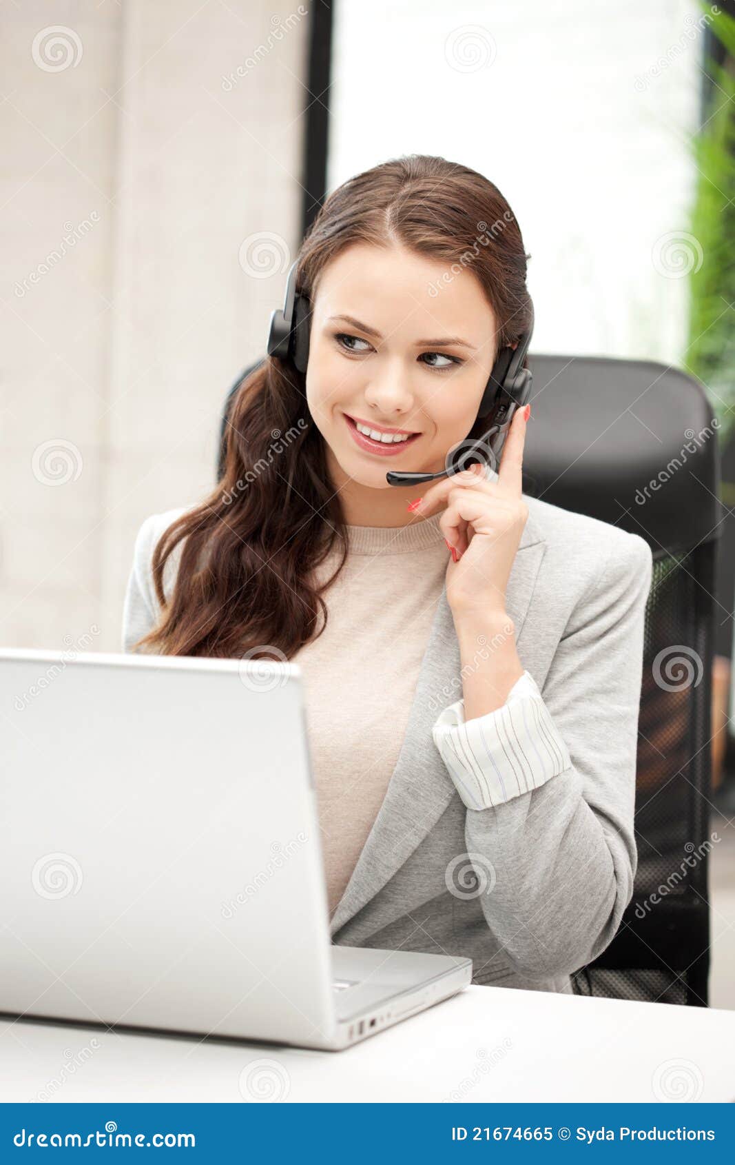 Helpline Operator with Laptop Computer Stock Image - Image of caucasian ...