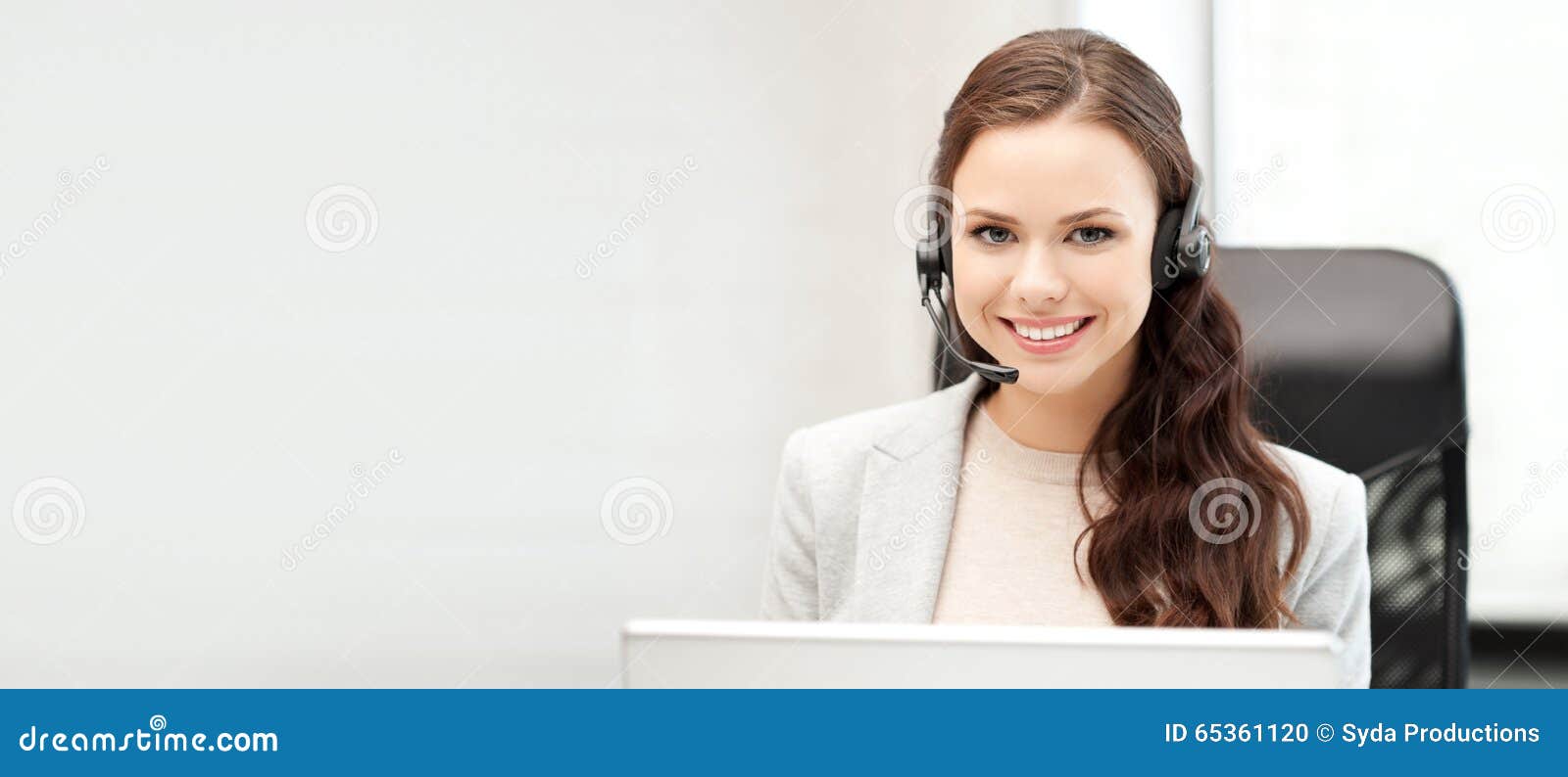 Helpline Operator with Laptop Computer Stock Photo - Image of call ...