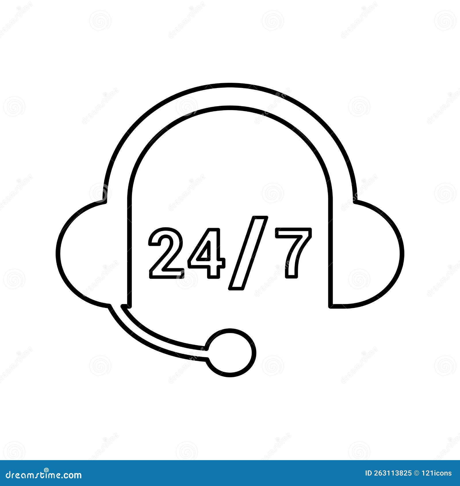 24 7 Helpline Outline Icon. Line Art Vector Stock Vector - Illustration ...