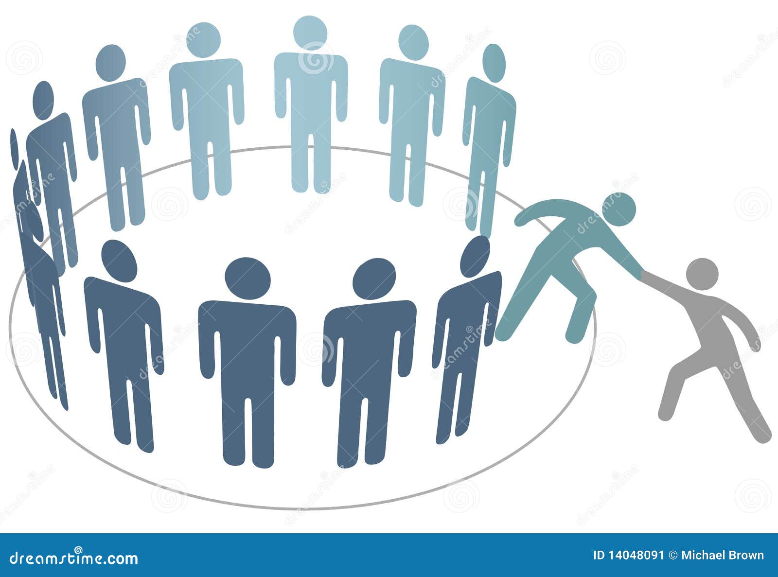 Helps Friend Join Group of People Members Company Stock Vector ...