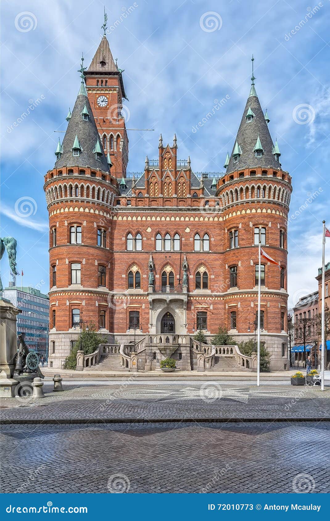 Helsingborg Town Hall Facade Stock Image - Image of blue, exterior ...
