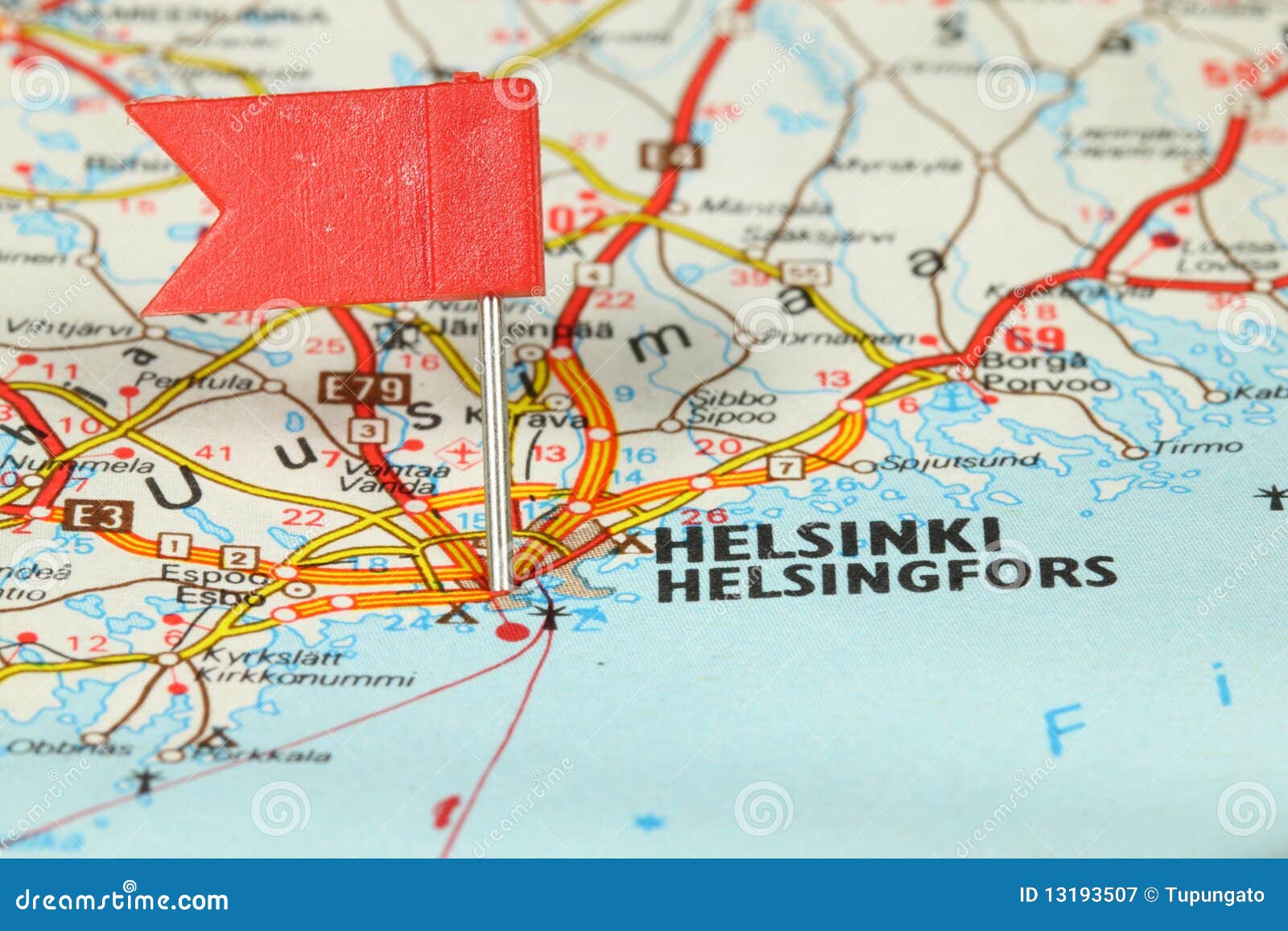 Helsinki stock image. Image of push, geographic, pinned - 13193507