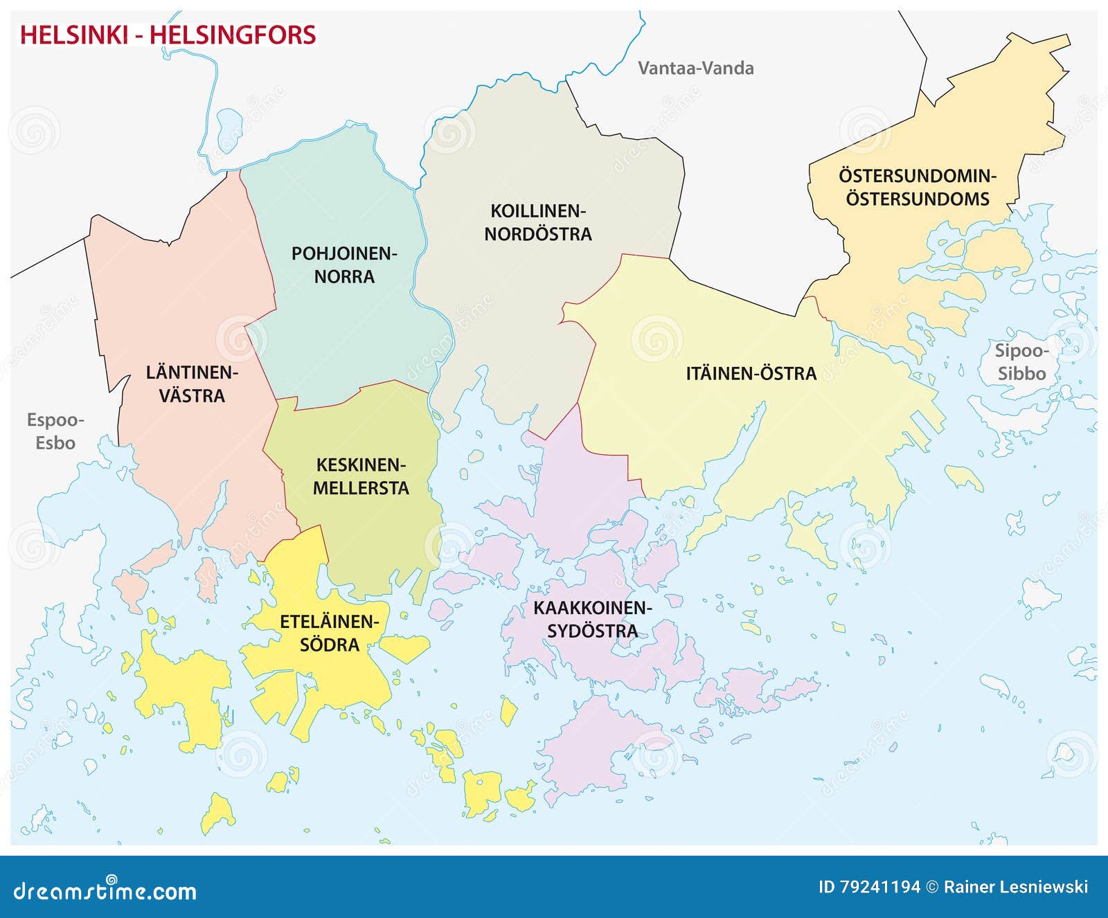 Helsinki district map stock vector. Illustration of administrative ...