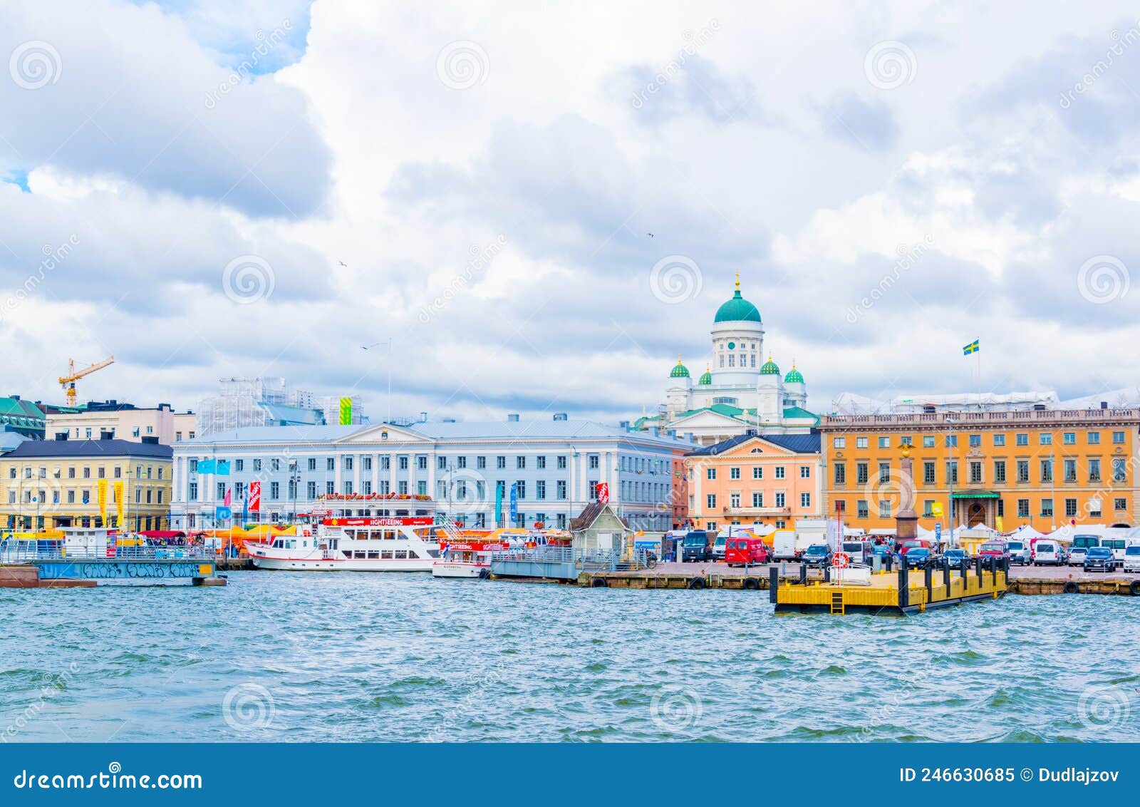 HELSINKI, FINLAND, AUGUST 17, 2016: View of the Port of Helsinki with ...