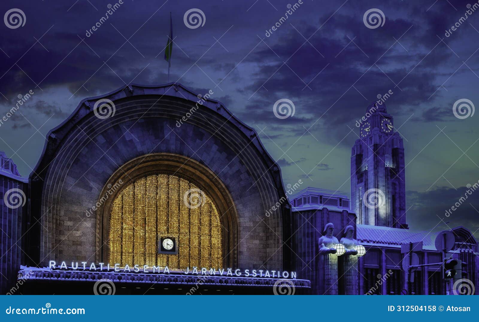Helsinki, Finland - Main Train Station Seen Evening Time Stock Photo ...