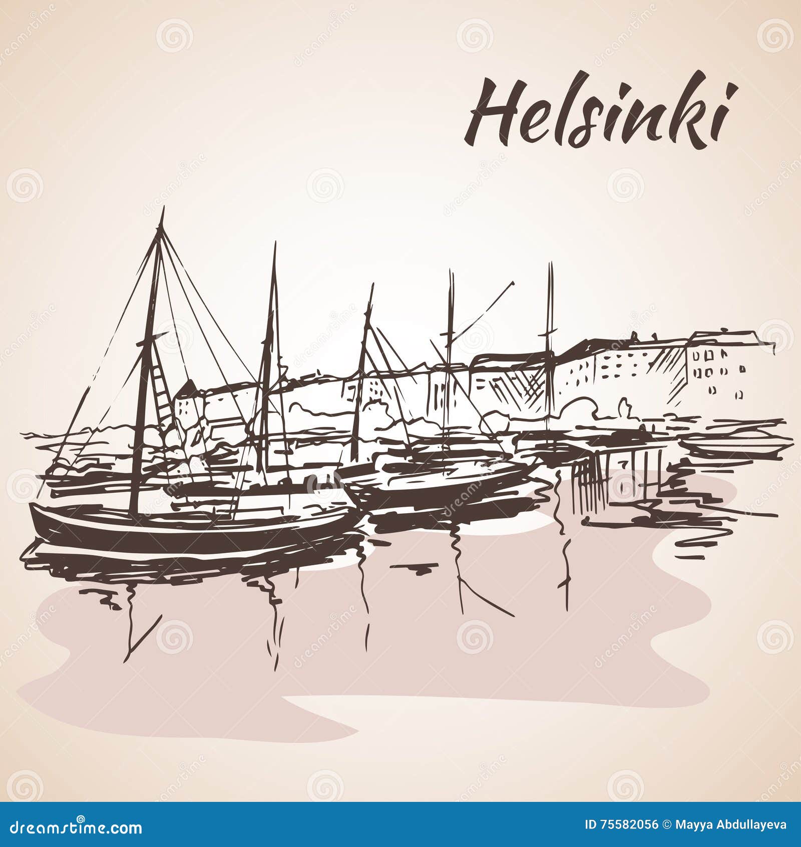 Harbor Sketch Vector Illustration | CartoonDealer.com #45264290