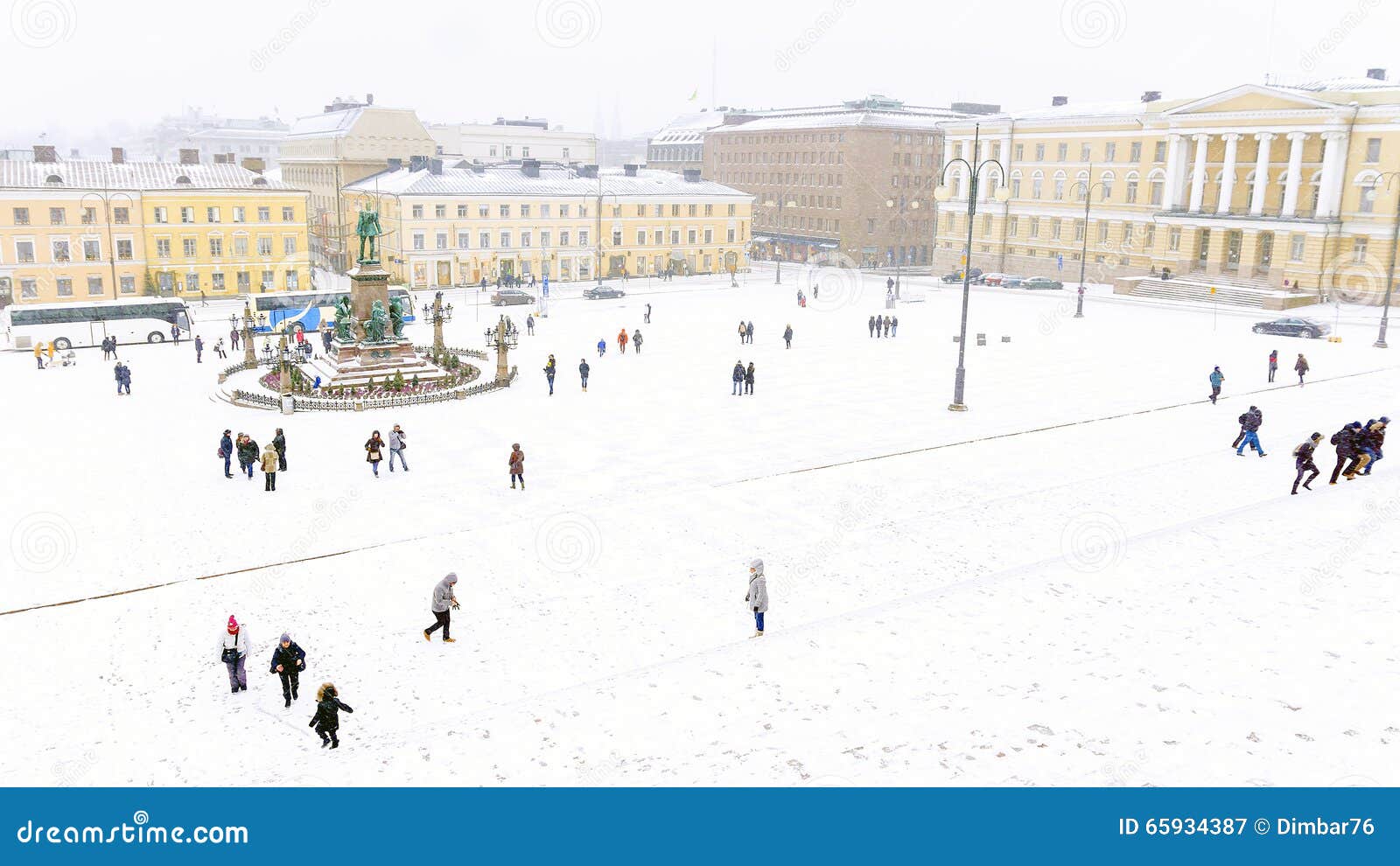 Helsinki Senate Square Panorama in Winter Editorial Photography - Image ...