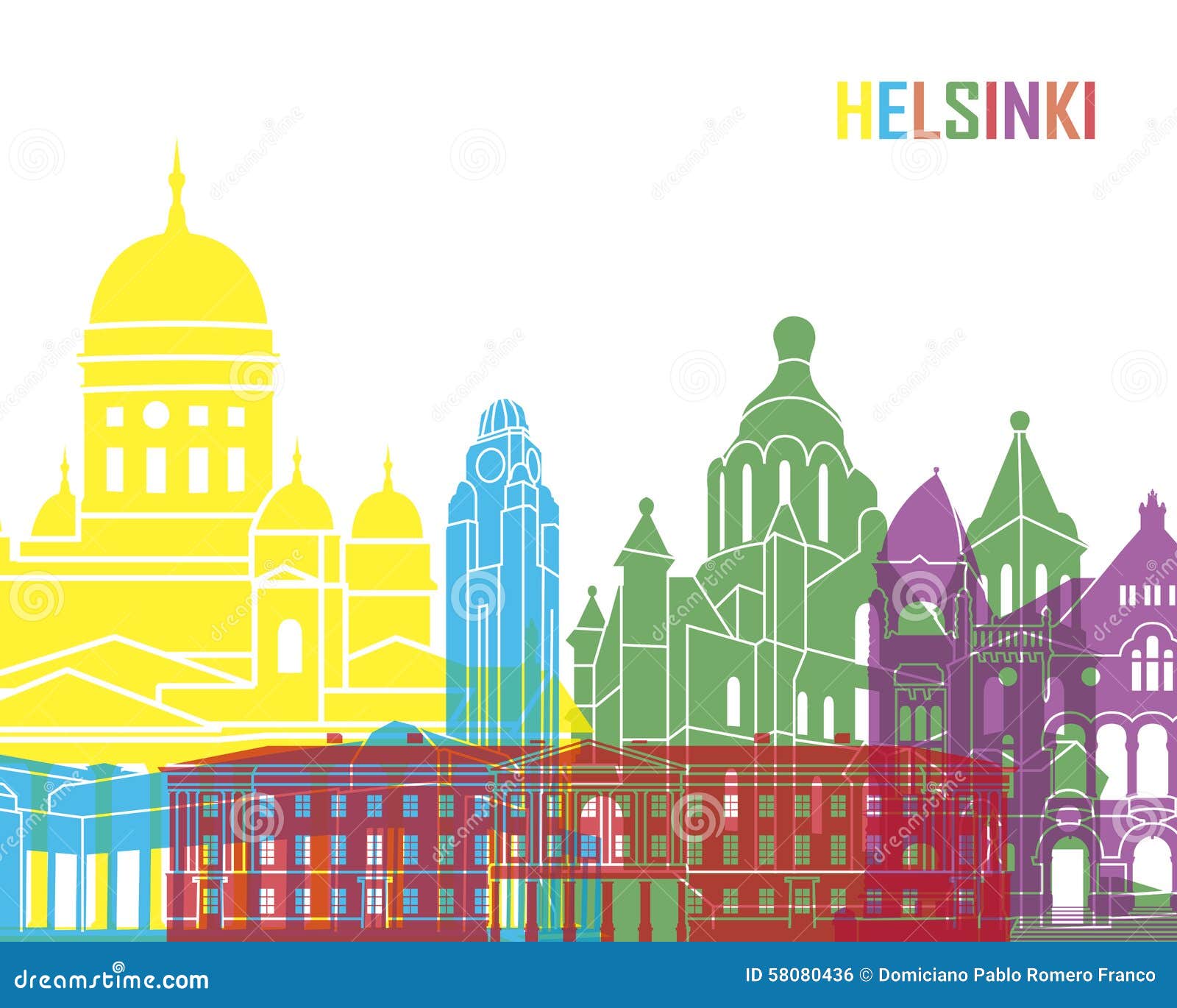 Helsinki skyline pop stock vector. Illustration of skyline - 58080436