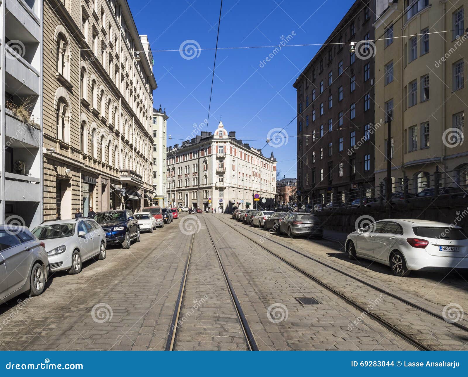 Helsinki editorial stock image. Image of cars, blue, pedestrian - 69283044