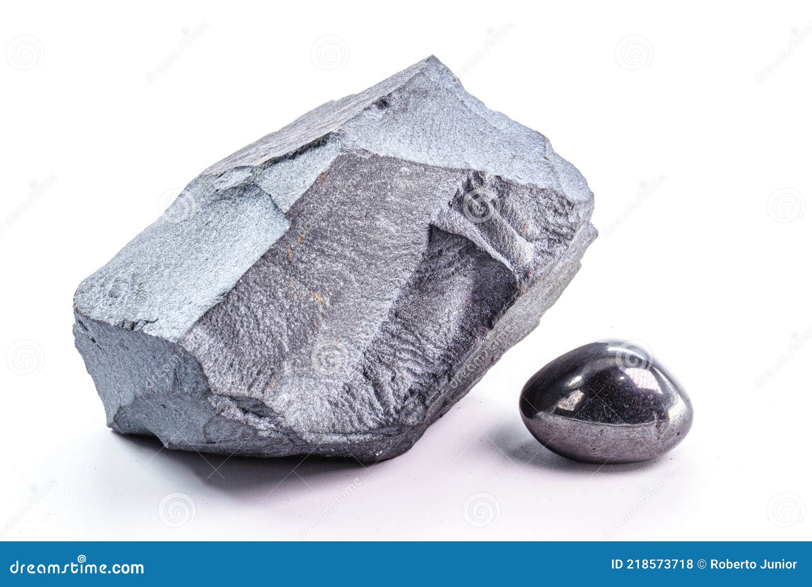 Hematite Stones, Polished Stone and Rough Stone, on Isolated White ...