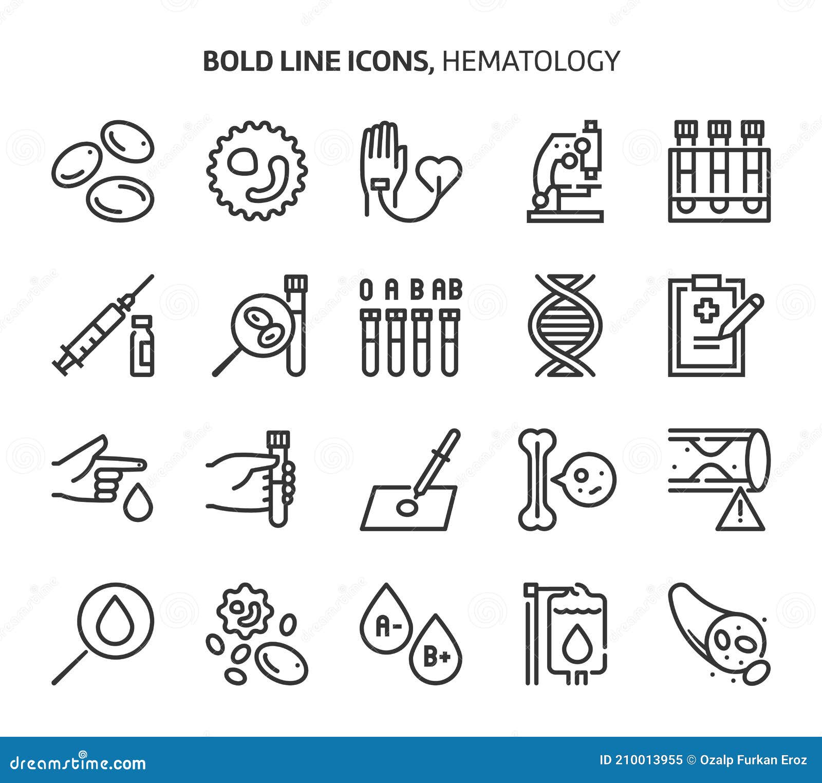 Hematology, Bold Line Icons Stock Vector - Illustration of disorder ...