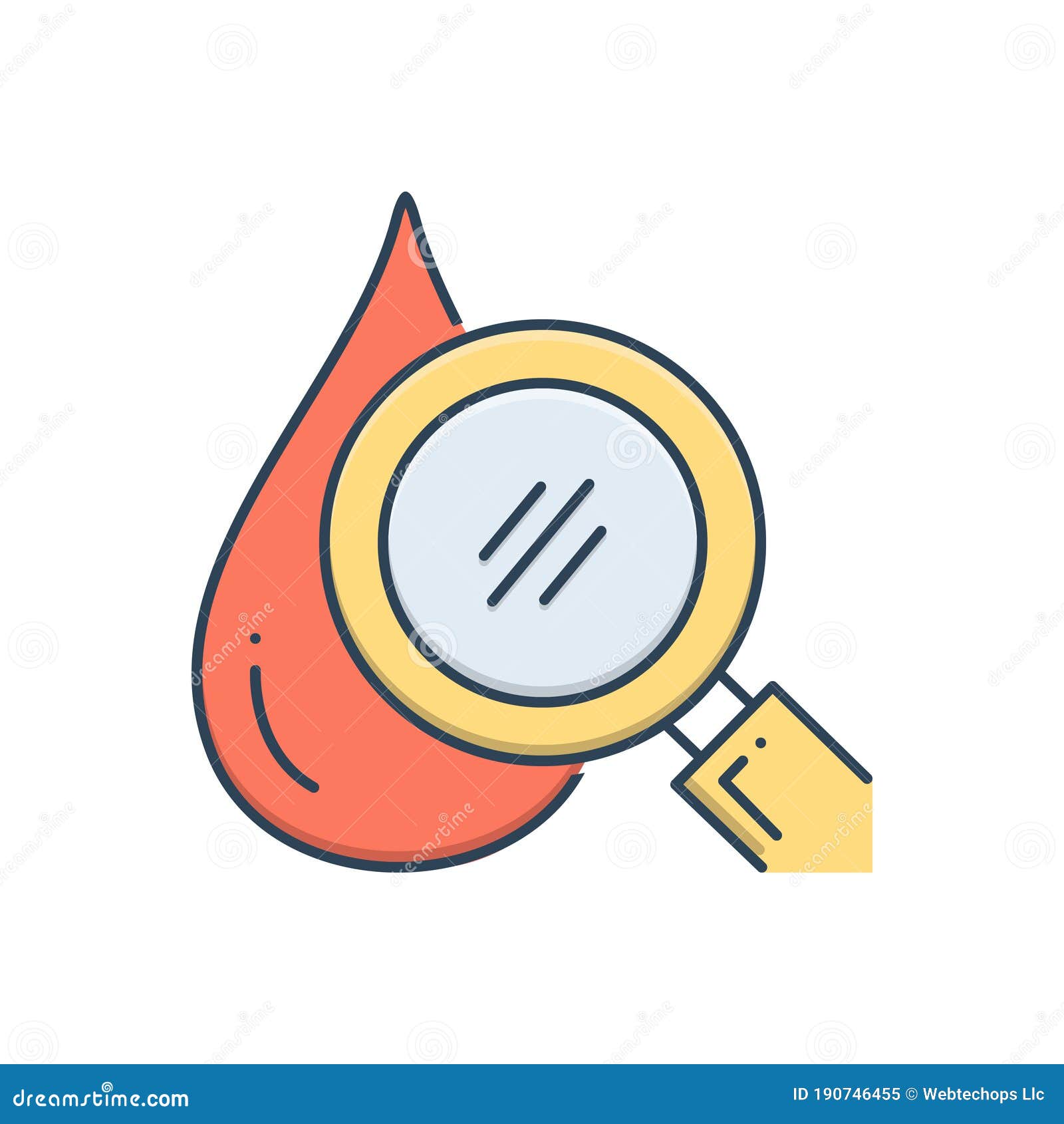 Color Illustration Icon for Hematology, Drop and Magnifier Stock ...