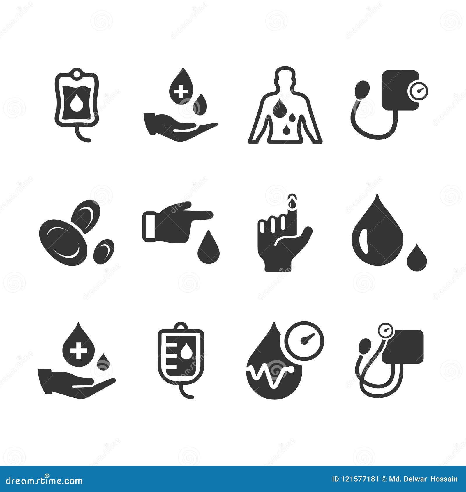Hematology Icons - Gray Version Stock Vector - Illustration of patient ...